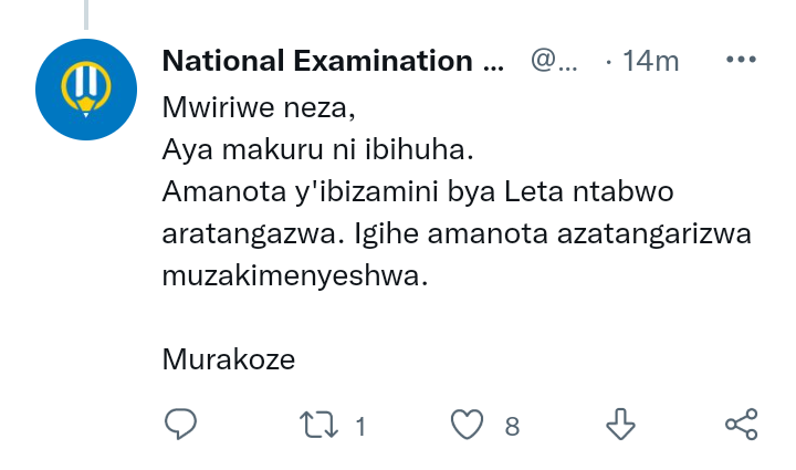 Amanota y`ibizami bya Leta ntabwo aratangazwa. Umva icyo NESA itangaje ...